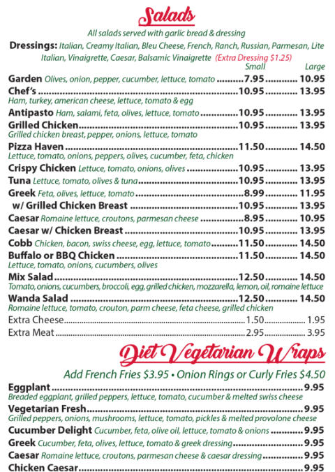 PIZZA HAVEN | MENU | ORDER ON-LINE